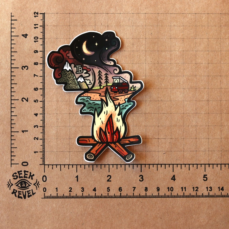 BONFIRE NIGHTS // Weatherproof Outdoor & Vanlife Sticker // - Etsy