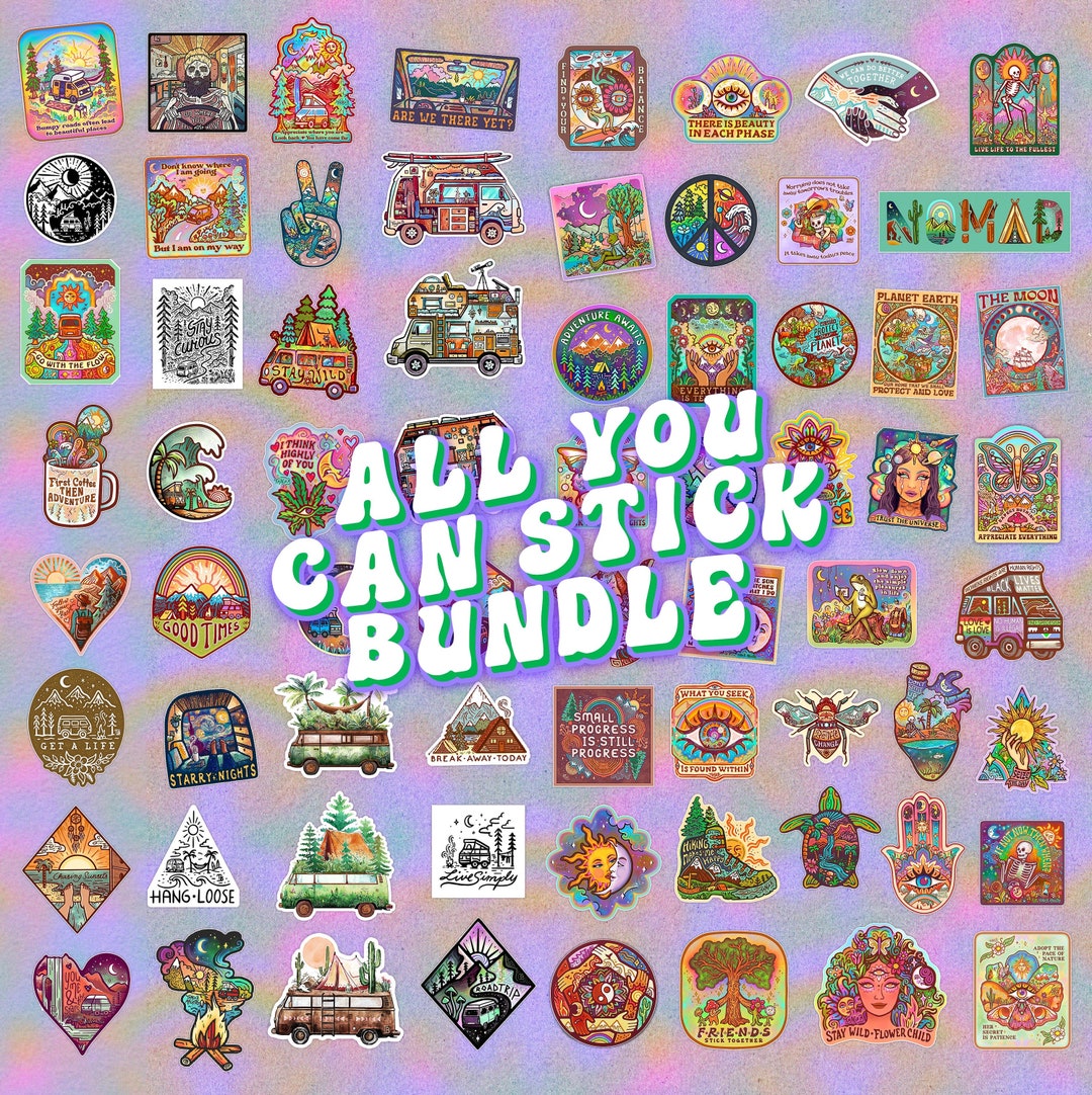 All You Can Stick BUNDLE // Vinyl 3 68 Pieces, Hippie, Trippy, Camping ...