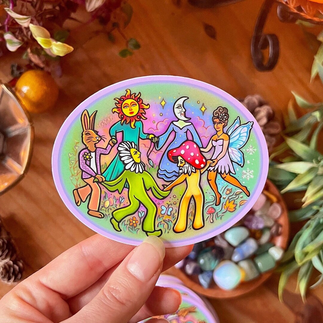 CIRCLE DANCE // Weatherproof Outdoor Sticker // Vinyl 4" - Mushroom ...