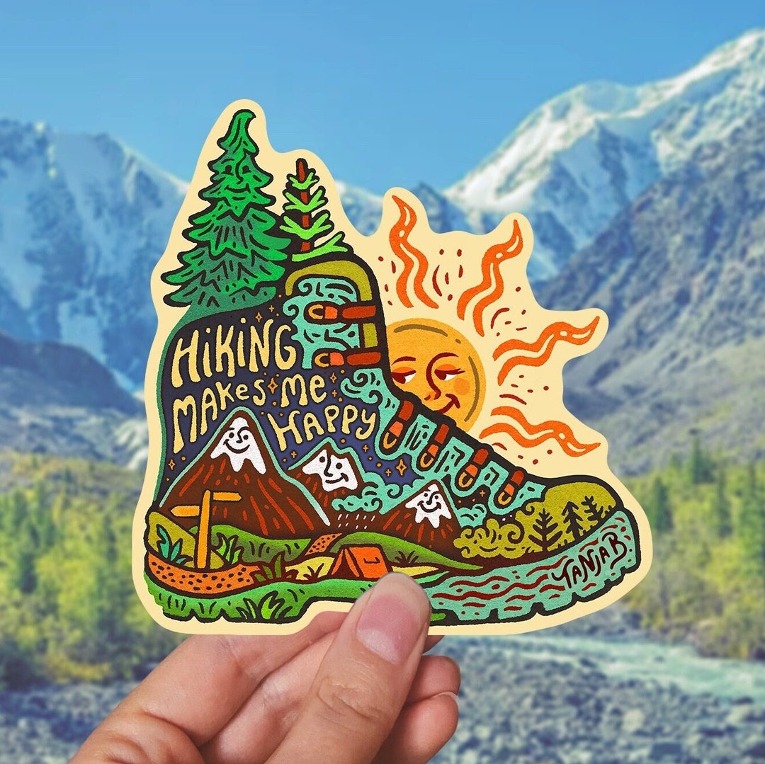 HIKING MAKES Me HAPPY // Weatherproof Outdoor Sticker // Vinyl 4 ...