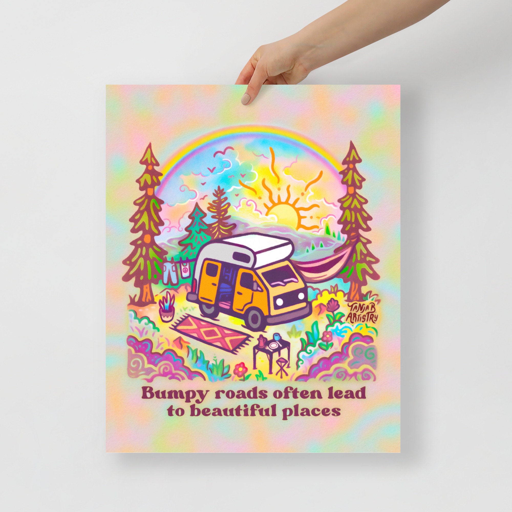 Trippy Van Art Print: Groovy Travel Poster - Etsy