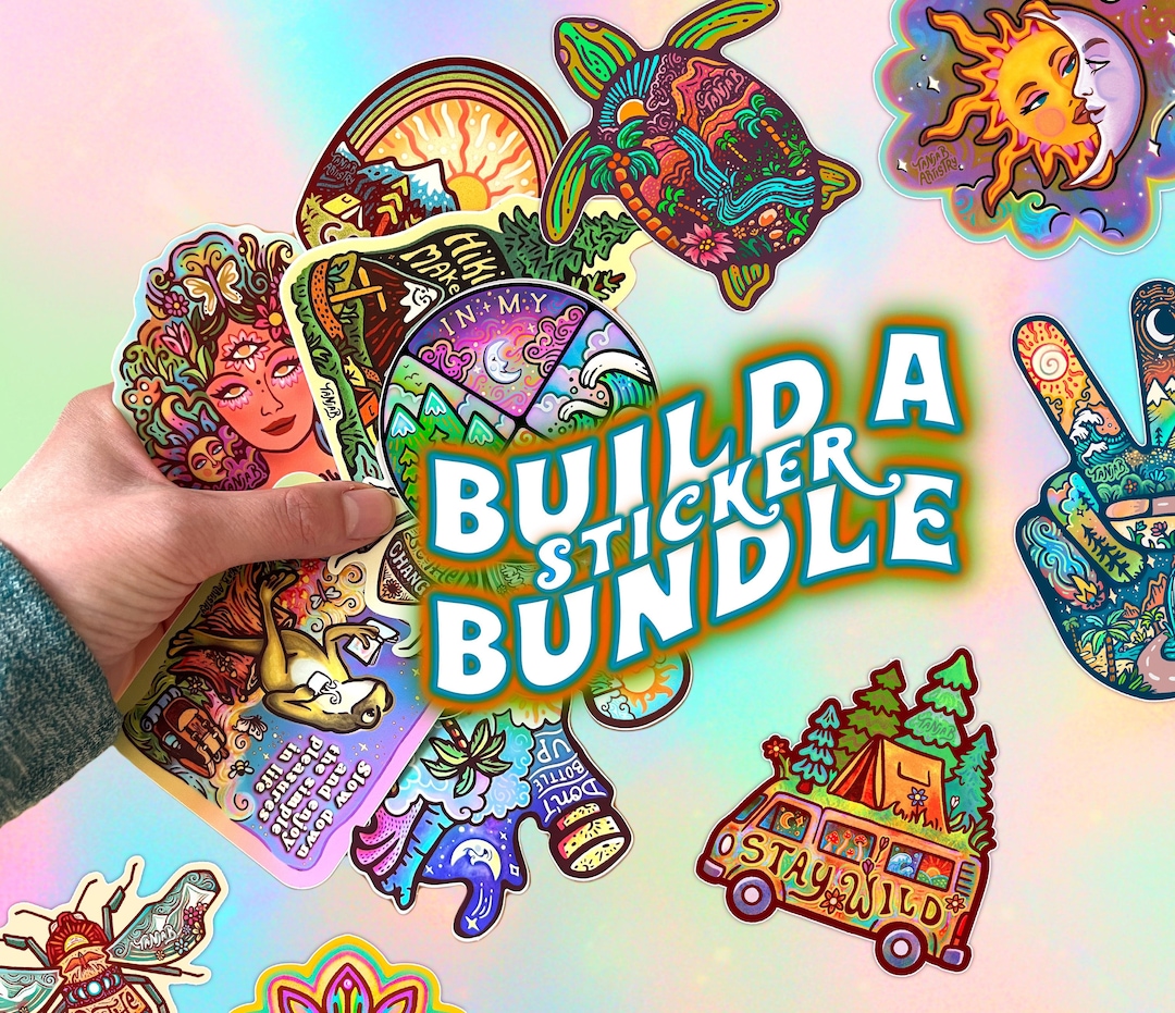 BUILD A BUNDLE // Vinyl Stickers - Hippie, Trippy, Camping - Etsy