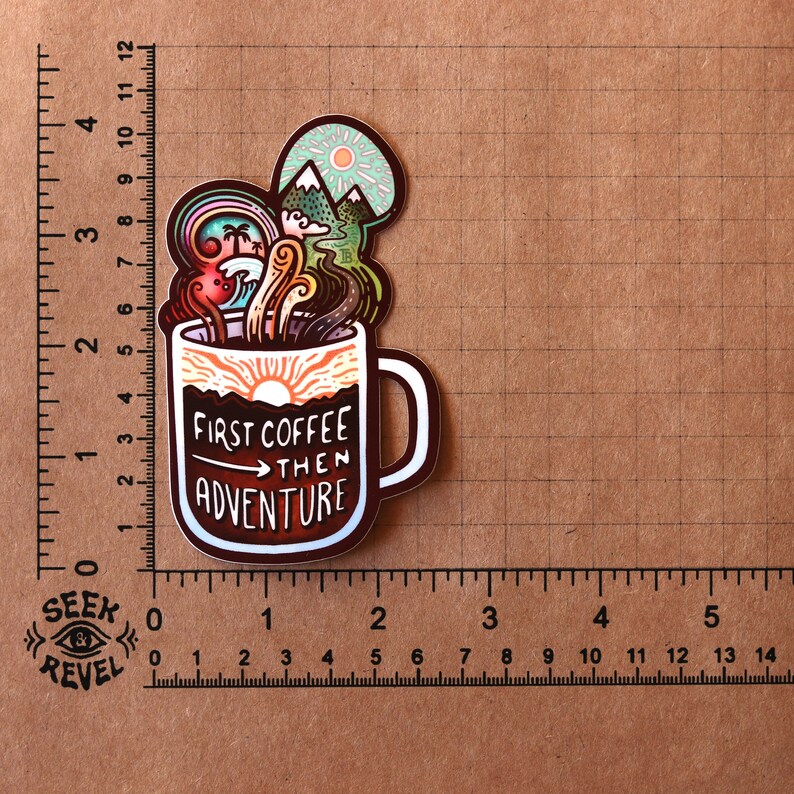 FIRST COFFEE Then ADVENTURE// Weatherproof Outdoor Sticker - Etsy