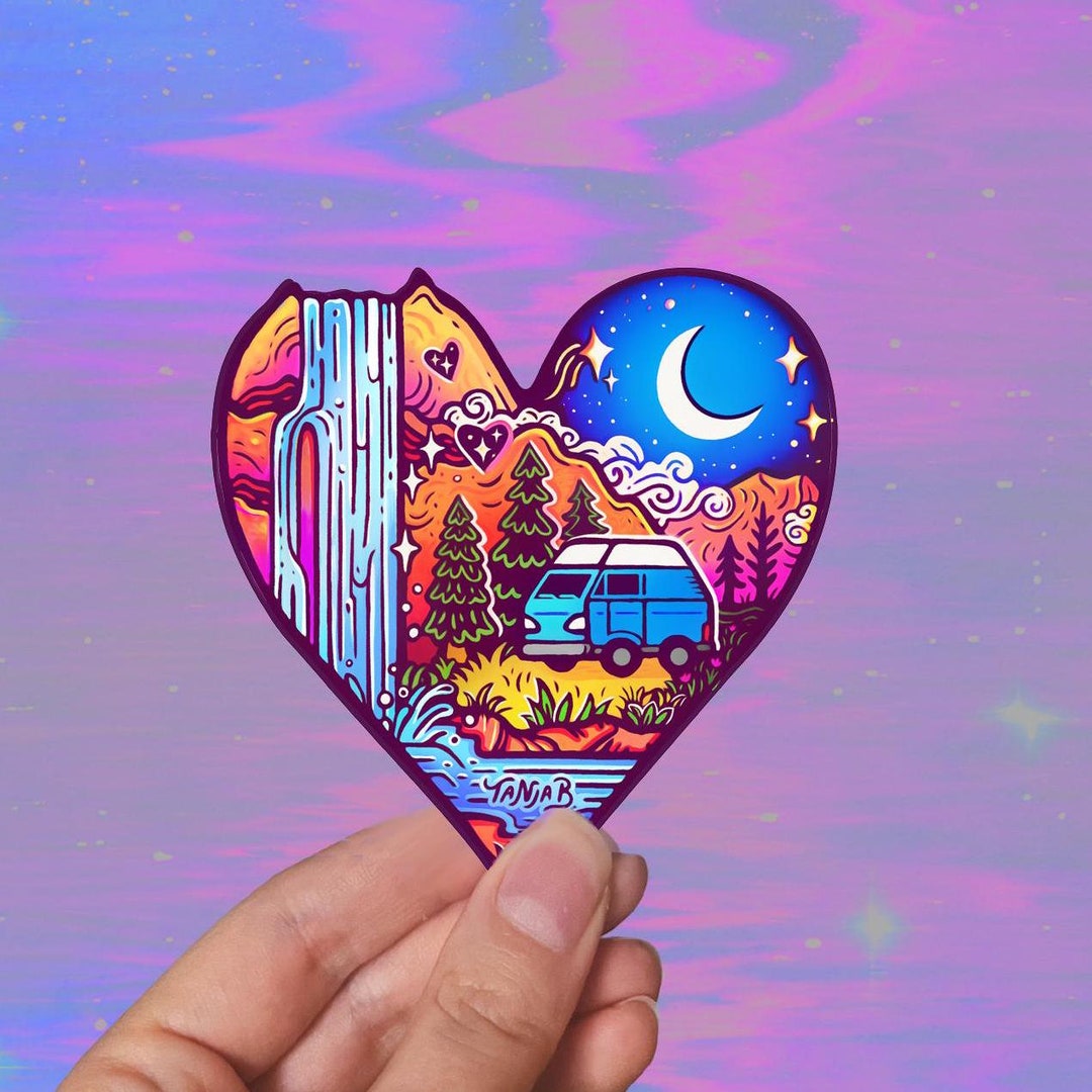 HEART Sticker // Cosmic Love Vinyl Sticker // Vanlife Stargazing Art - Etsy