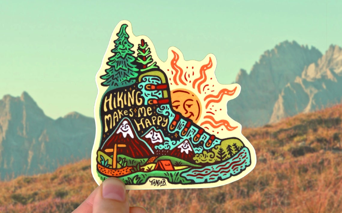 HIKING MAKES Me HAPPY // Weatherproof Outdoor Sticker // Vinyl - Etsy