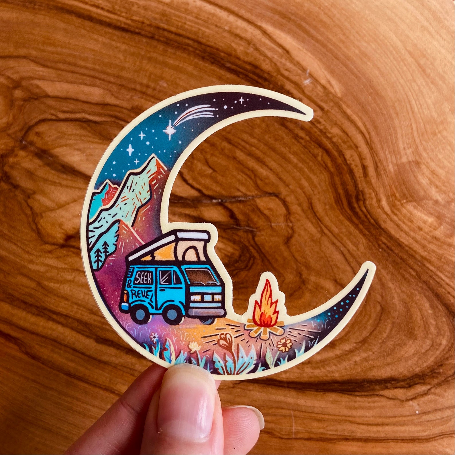 OVER THE MOON // Weatherproof Outdoor & Vanlife Sticker // - Etsy