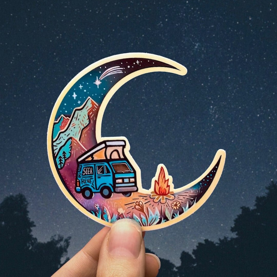 OVER THE MOON // Weatherproof Outdoor & Vanlife Sticker // Vinyl 3 ...