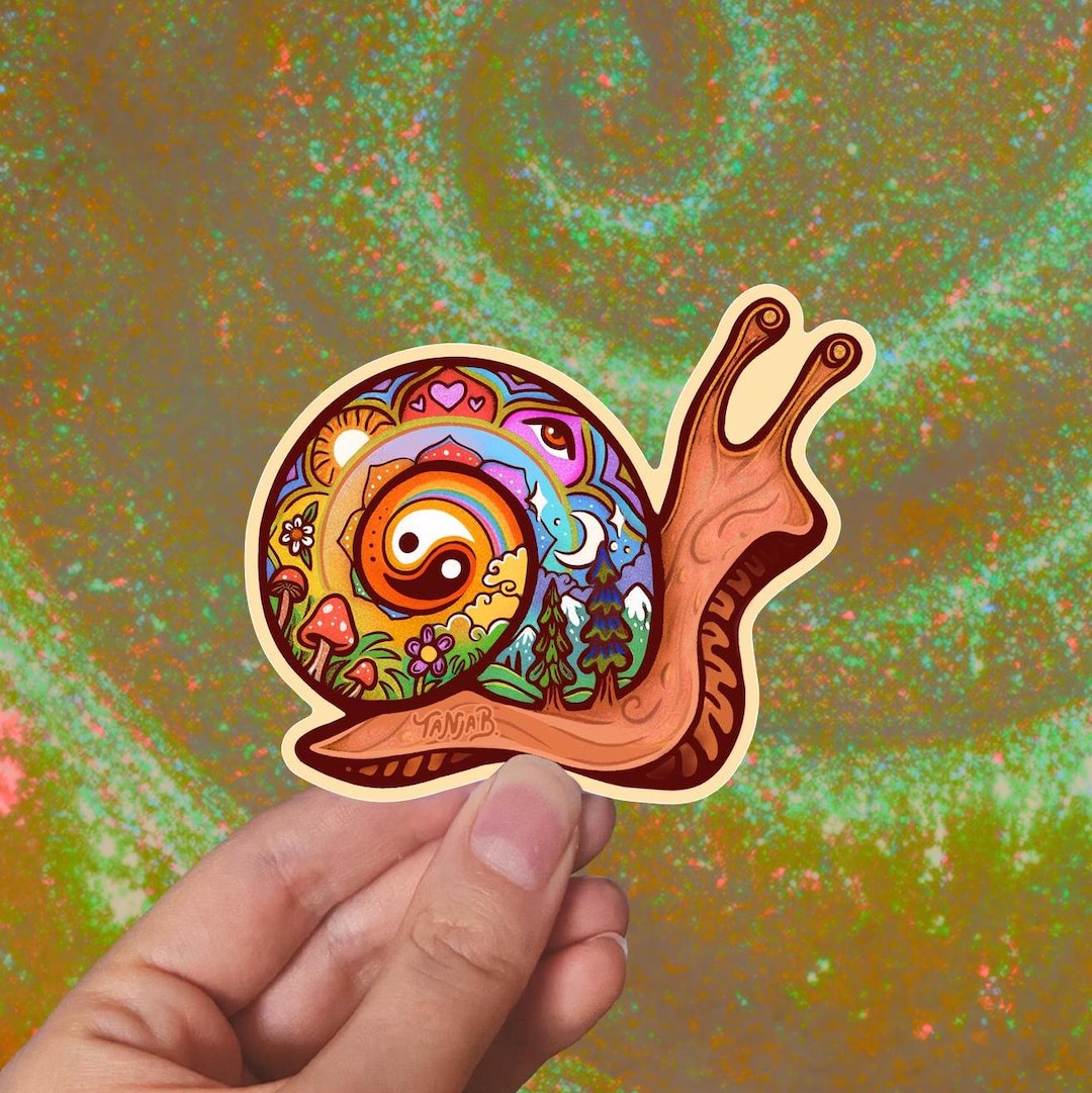 SNAIL Sticker // Psychedelic Vinyl Sticker // Ttrippy Hippie Animal Art ...