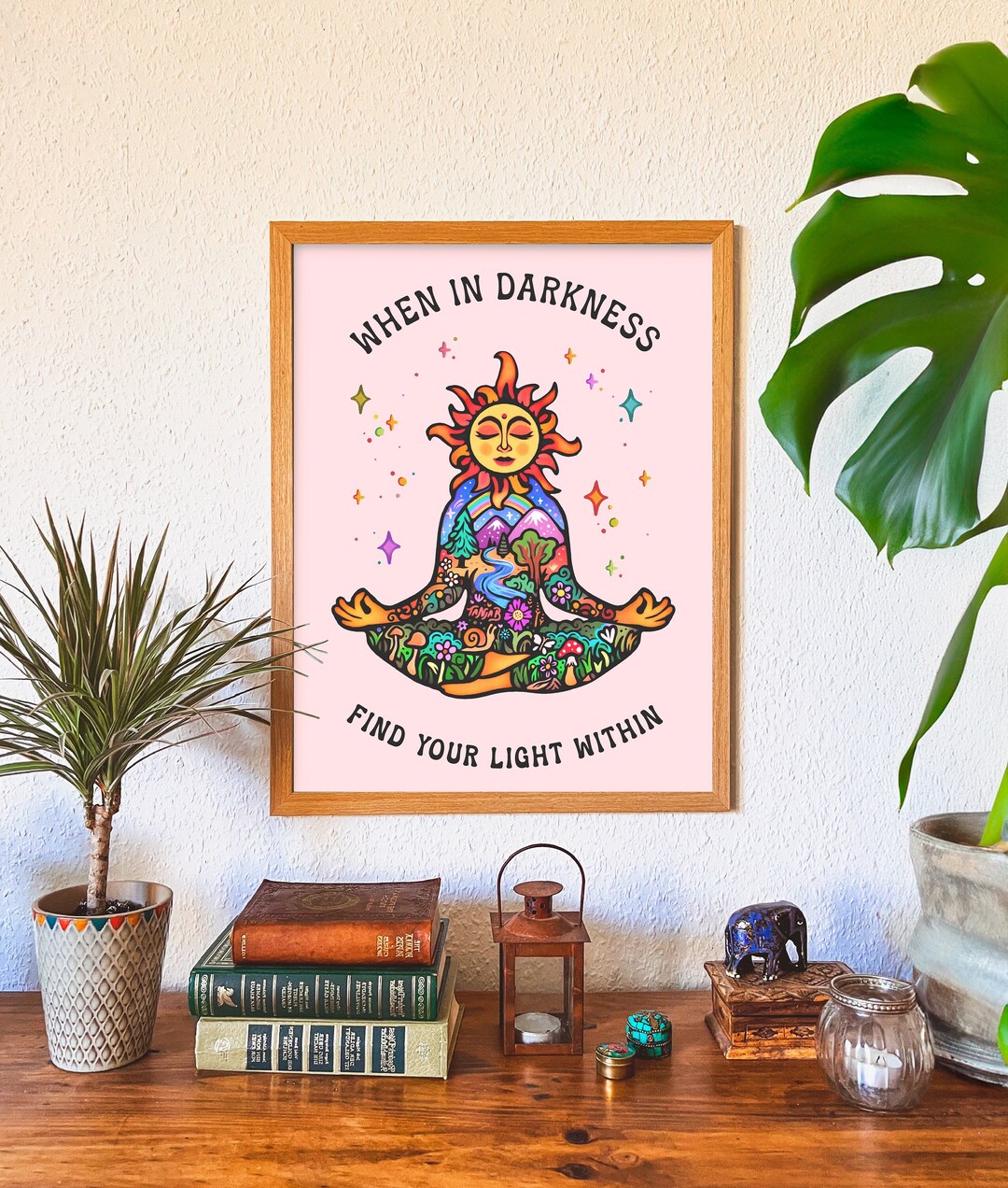 SUN MEDITATION // Mindfulness Art Print - Boho, Hippie, Goa // Vibrant ...