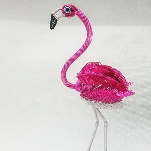 Pink Flamingo Statue Wire Art Sculpture Decor Bird Figurines - Etsy