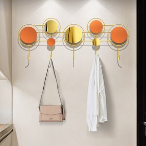 Modern Entryway Metal Coat Rack Wall Mount, Mid Century Gold Wall Coat ...