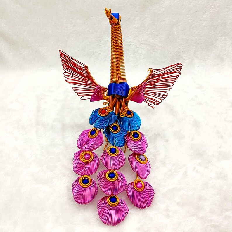 Peacock Bird Statue Sculpture Decor Wire Bird Figurines Art - Etsy