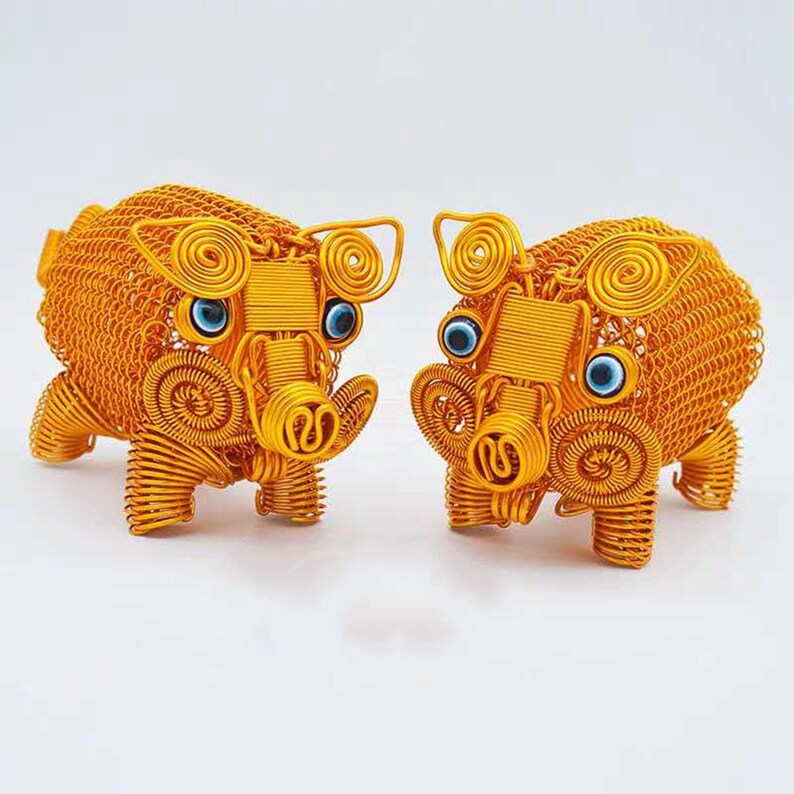 Pig Figurine Metal Pig Model Metal Pig Art Office Desk | Etsy