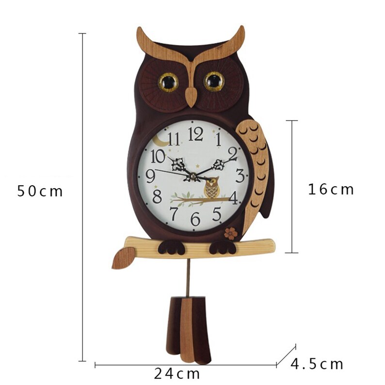 Large Silent Owl Wall Clock Nordic Unique Crafted Glass - Etsy
