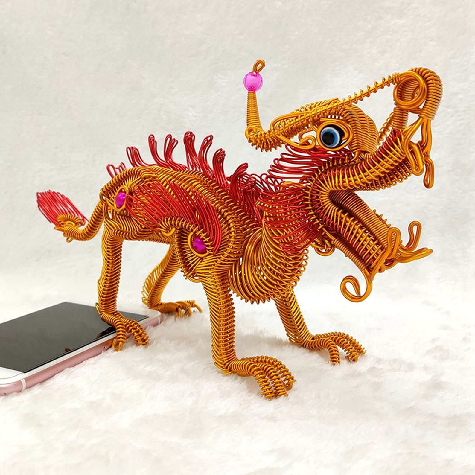 Hand Golden Wire Pixiu Statue Sculpture Decor Feng Shui | Etsy