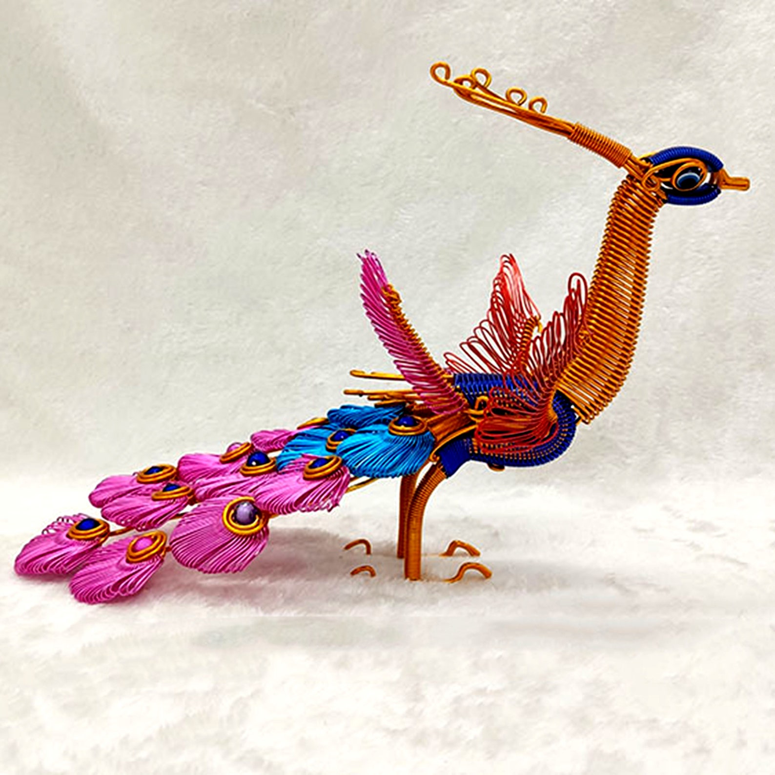 Peacock Bird Statue Sculpture Decor Wire Bird Figurines Art - Etsy