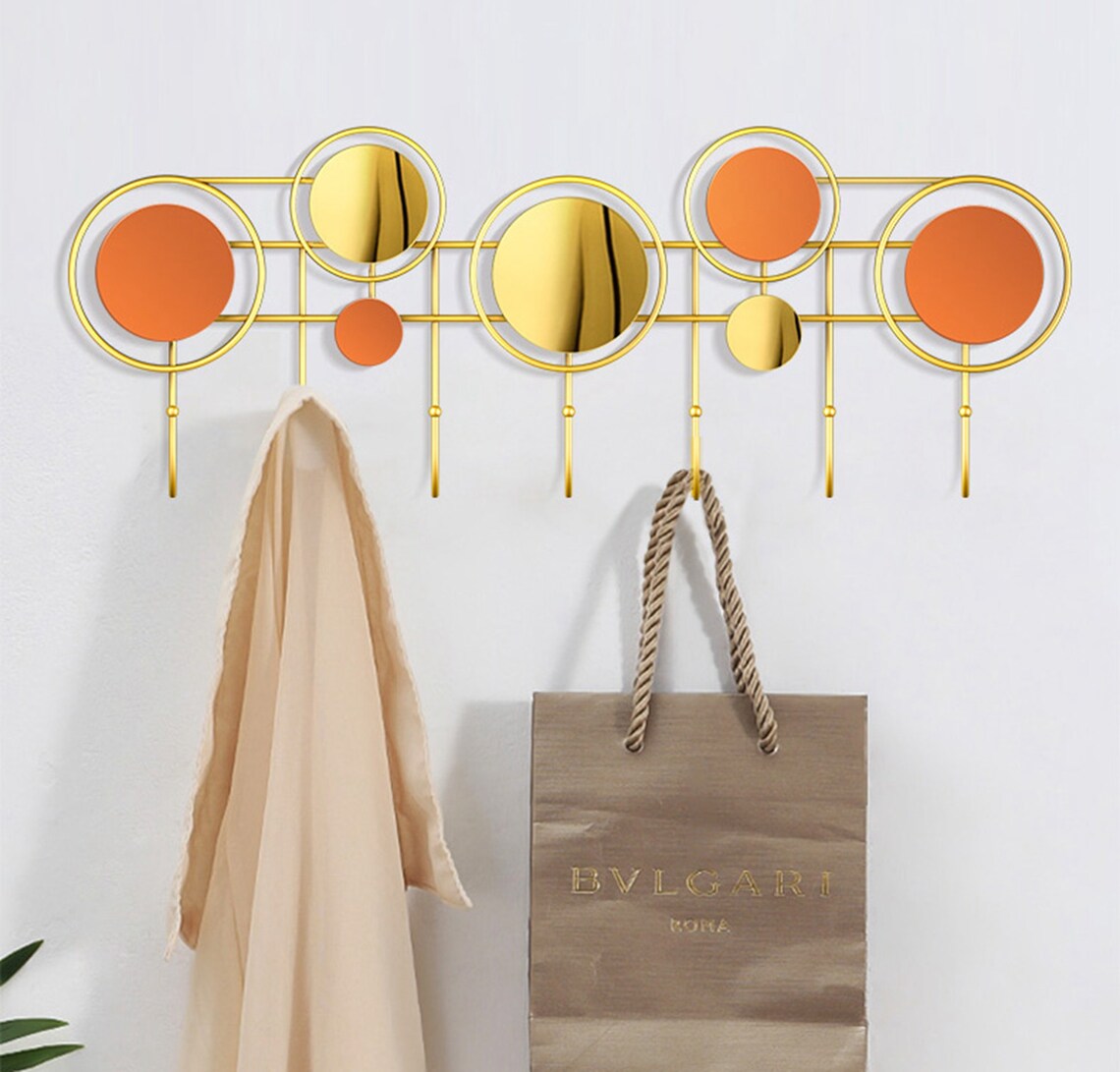 Modern Entryway Metal Coat Rack Wall Mount Mid Century Gold - Etsy