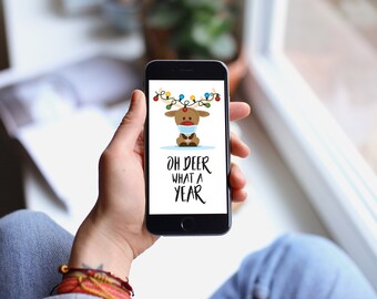 Oh Deer What a Year, 2020 Christmas Card Funny, Editable Holiday Card ...