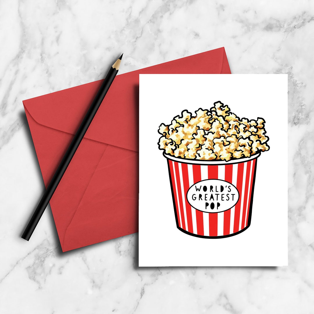 World's Greatest Pop - Father's Day Popcorn Pun Card - Etsy