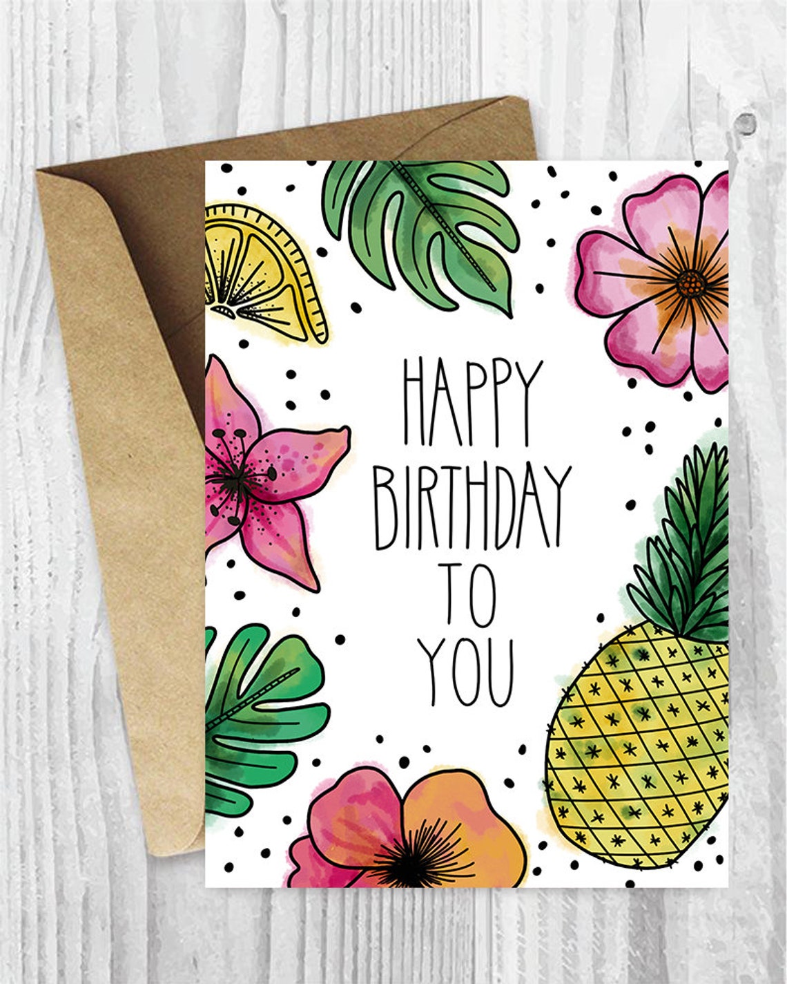 Tropical Happy Birthday to You Card - Etsy