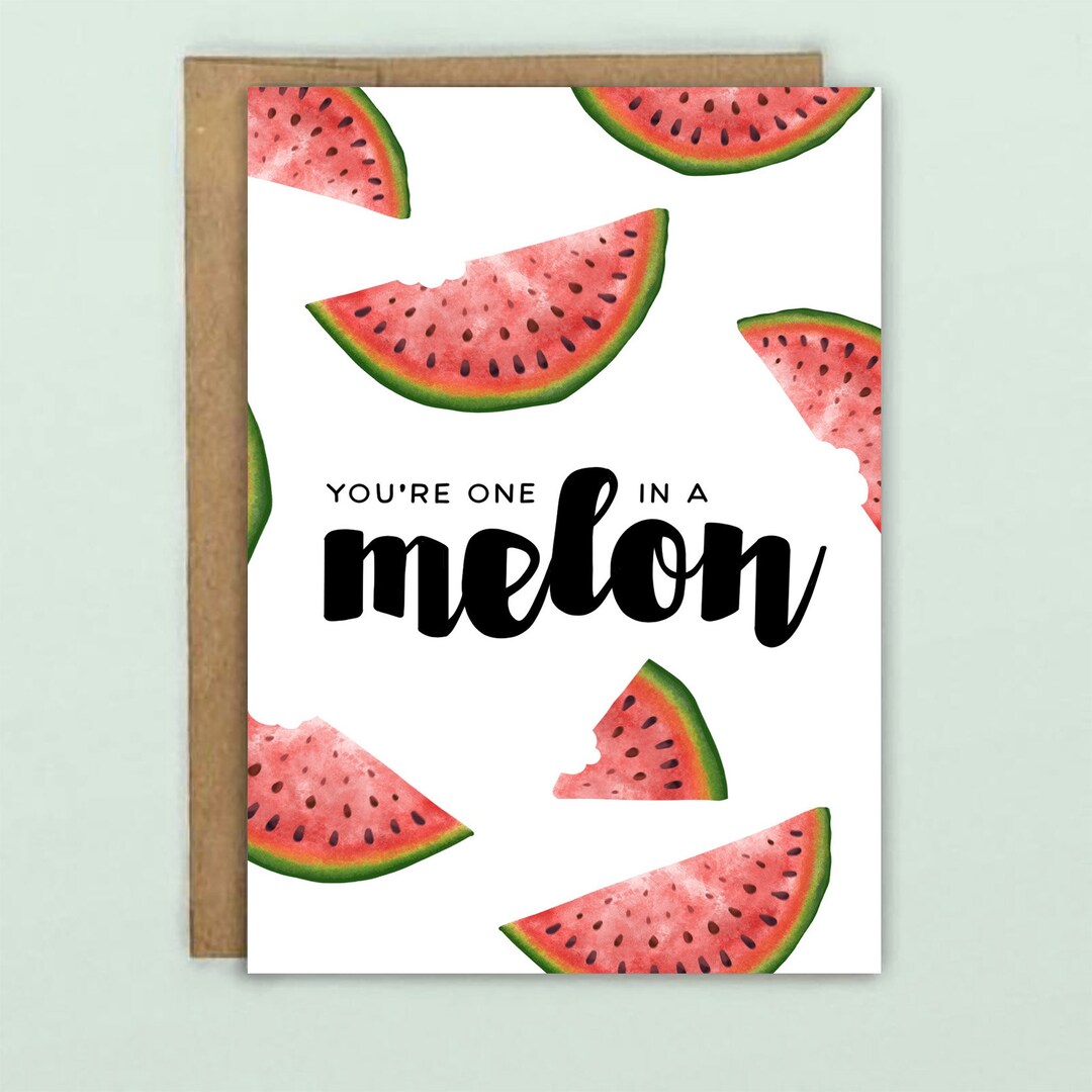 One in a Melon - Punny Inspirational Hand Drawn Digital Print Ready ...