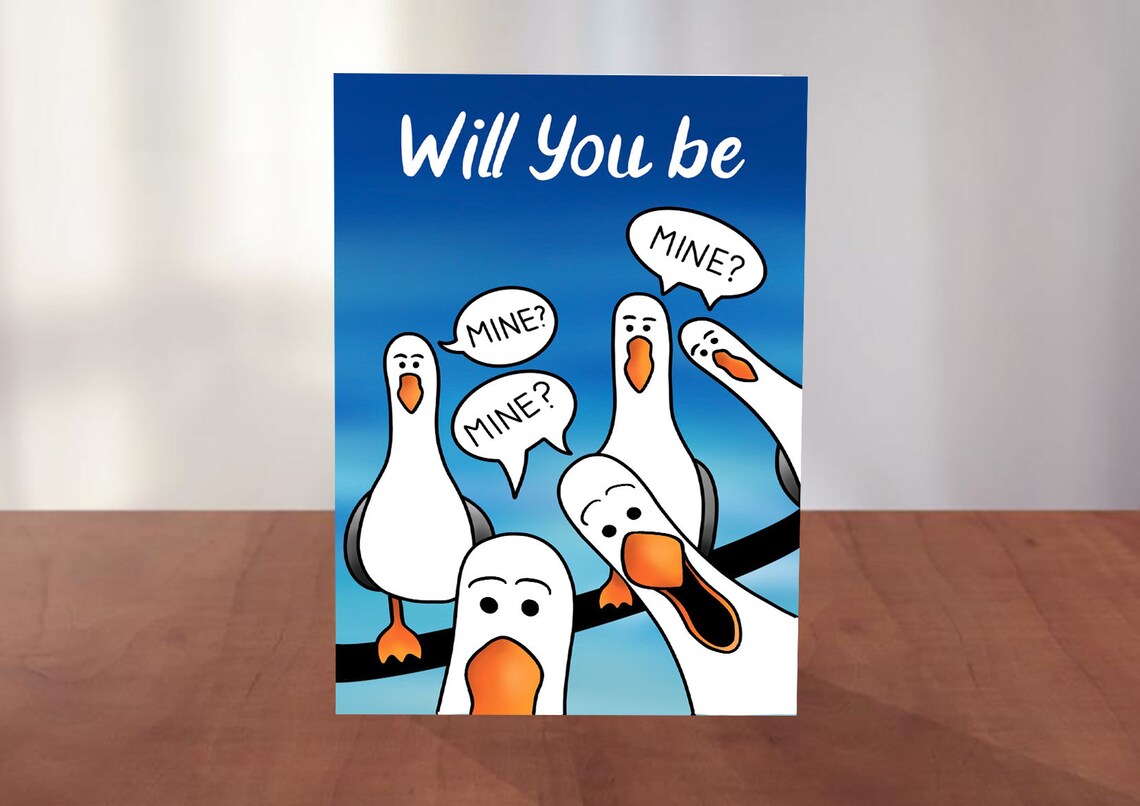 Dogital Card - Funny Seagull Valentine's Day Card - 'will You Be Mine ...