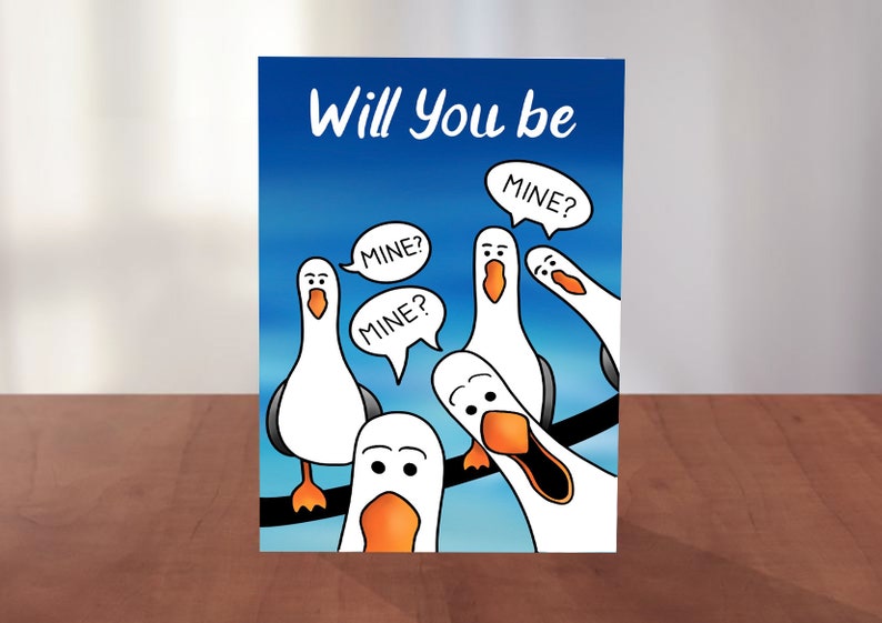 Dogital Card - Funny Seagull Valentine's Day Card - 'will You Be Mine ...