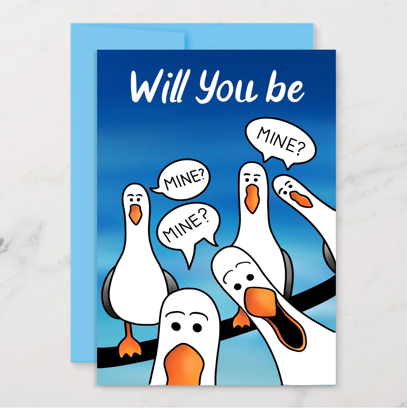 Dogital Card - Funny Seagull Valentine's Day Card - 'will You Be Mine ...