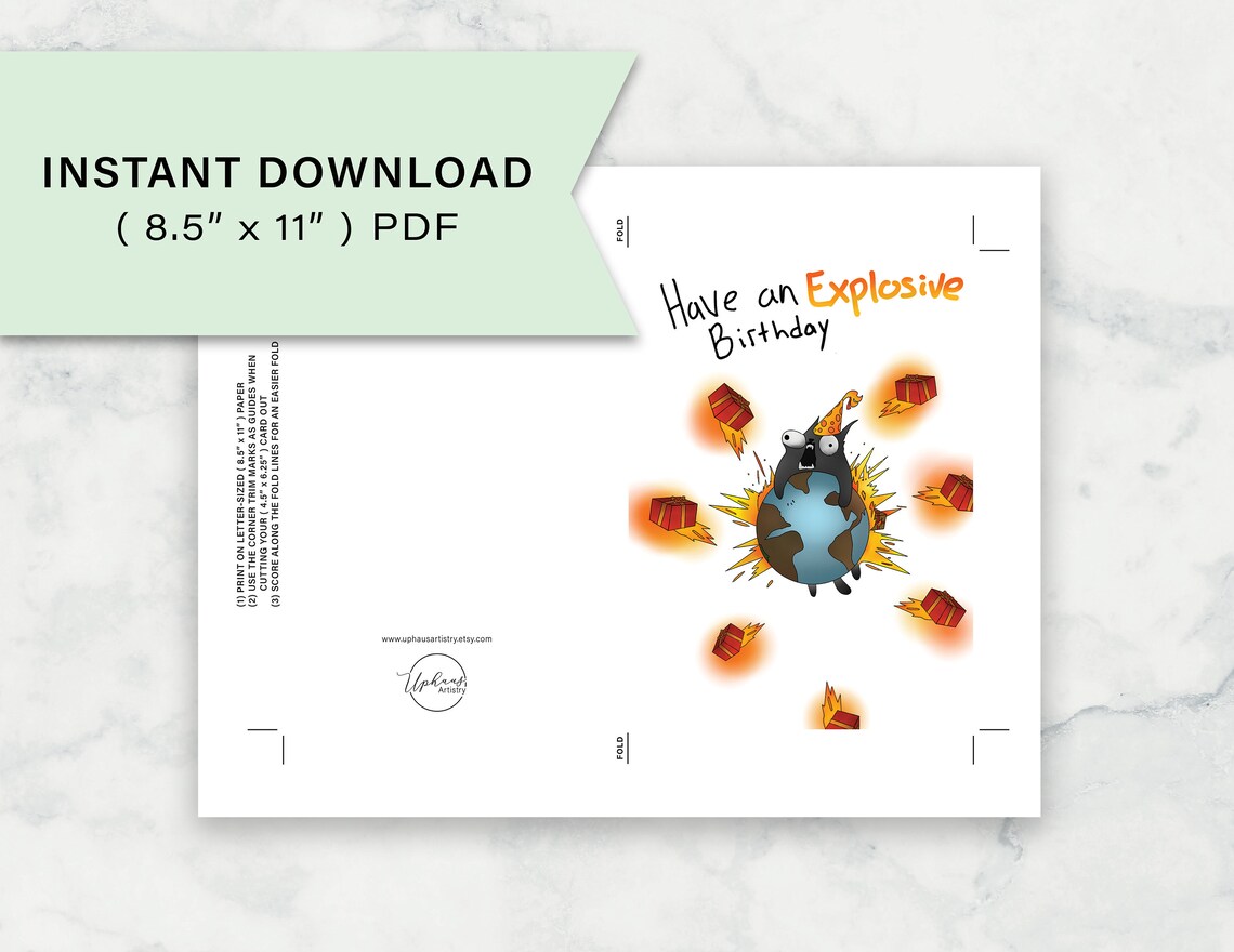 Exploding Kittens Funny Happy Birthday Card - Etsy