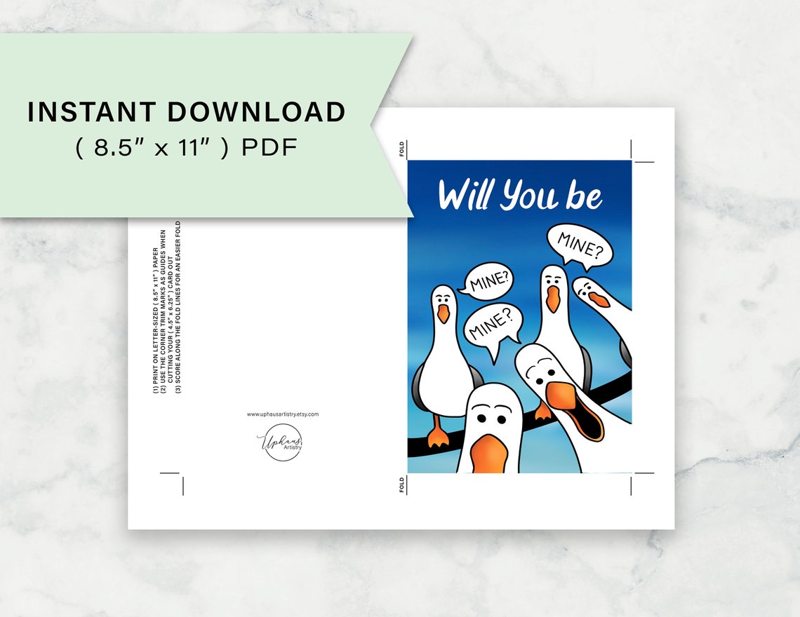 Dogital Card - Funny Seagull Valentine's Day Card - 'will You Be Mine ...