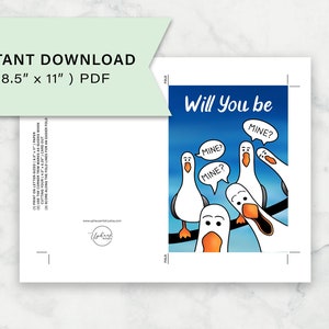 Dogital Card - Funny Seagull Valentine's Day Card - 'will You Be Mine ...