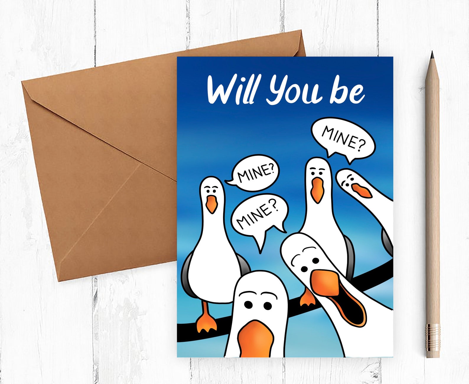 Dogital Card - Funny Seagull Valentine's Day Card - 'will You Be Mine ...