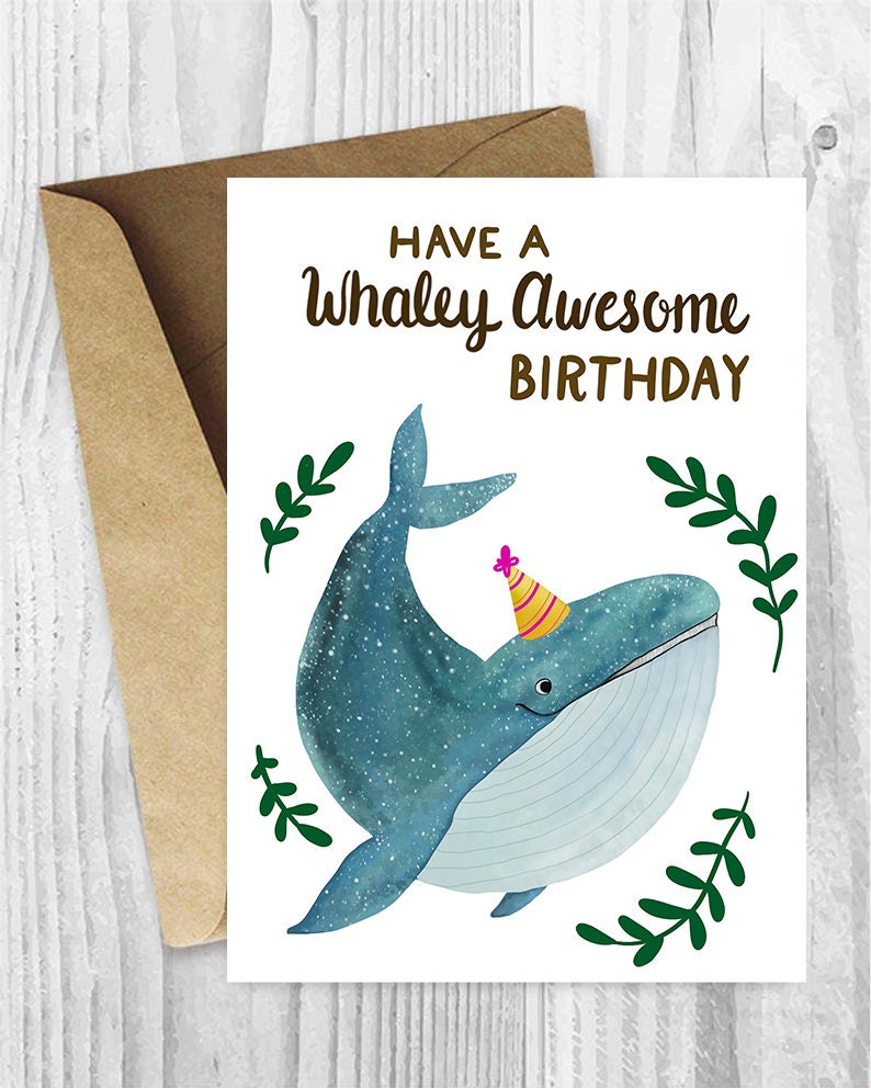Have a Whaley Awesome Birthday- Happy Birthday Card - Etsy