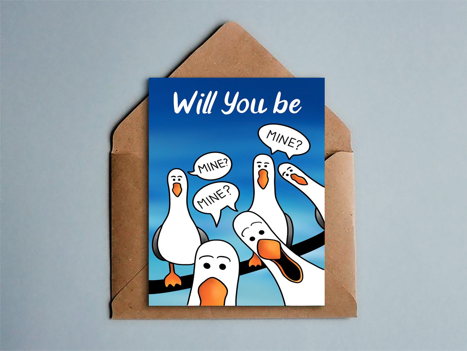 Dogital Card - Funny Seagull Valentine's Day Card - 'will You Be Mine ...
