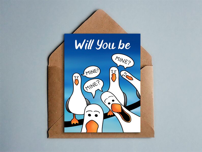Dogital Card - Funny Seagull Valentine's Day Card - 'will You Be Mine ...