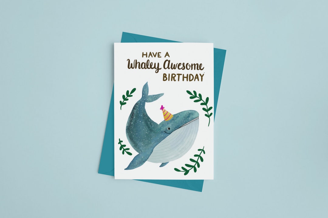 Digital Card- Whale Themed Birthday Card (print Download) - Etsy