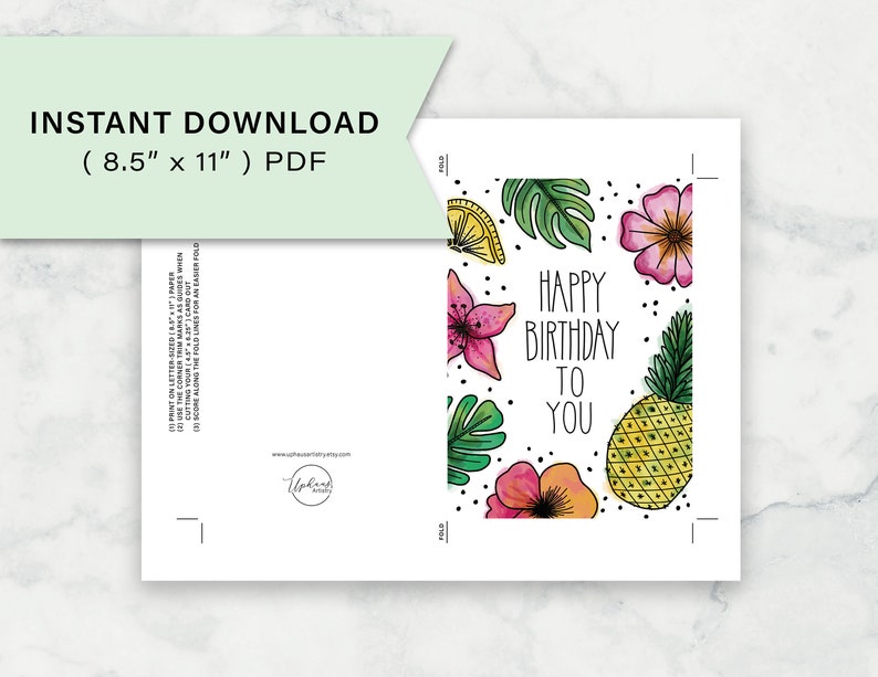 Tropical Happy Birthday to You Card - Etsy