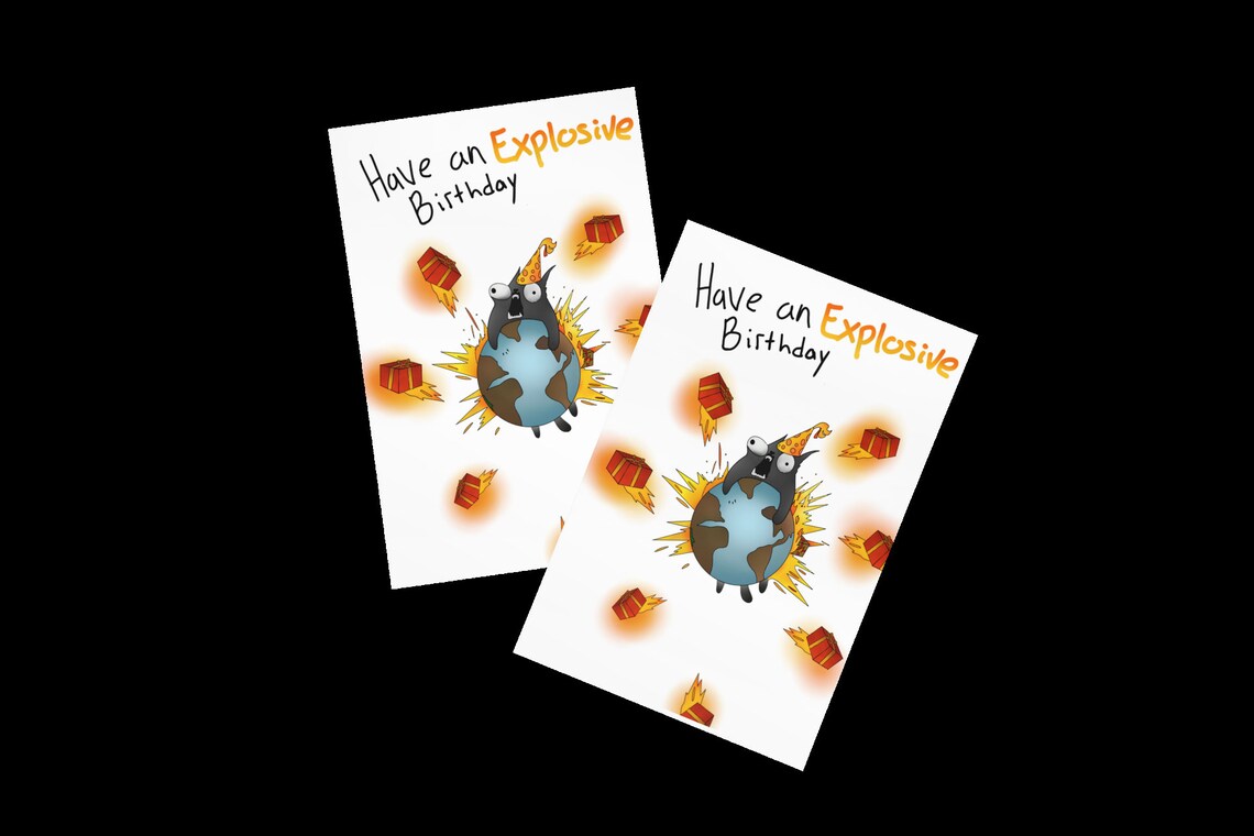 Exploding Kittens Funny Happy Birthday Card - Etsy