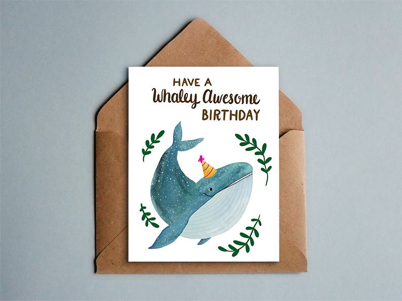 Have a Whaley Awesome Birthday- Happy Birthday Card - Etsy