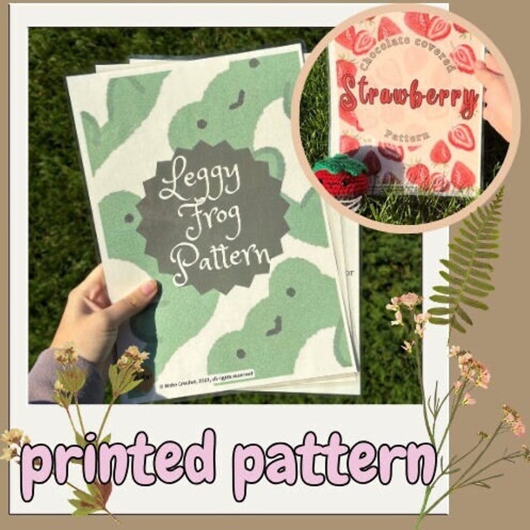 Printed Crochet Patterns, Cute Leggy Frog, Chocolate Strawberry, Donut ...