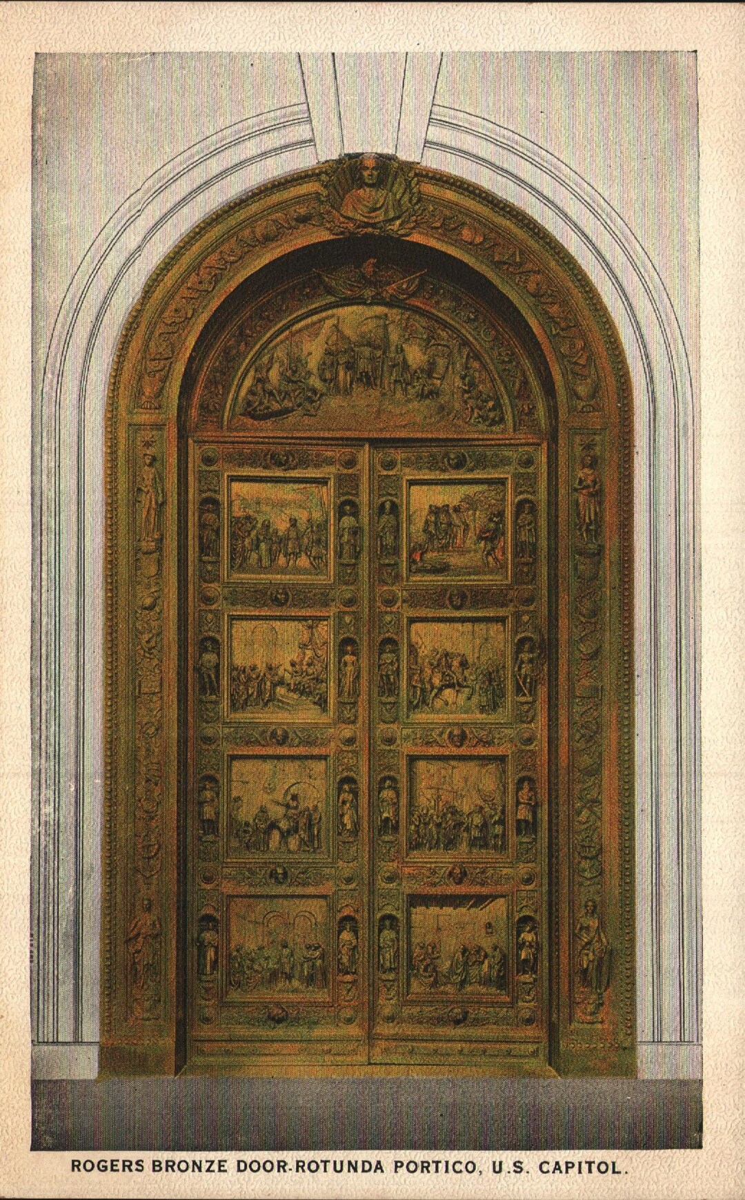 Vintage Pre-linen Postcard Rogers Bronze Door Rotunda Portico US ...