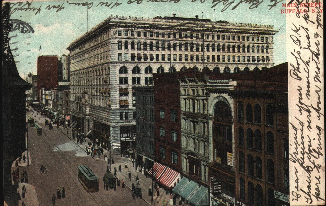 Vintage Pre-linen Postcard Main Street Buffalo New York 1900s Undivided ...