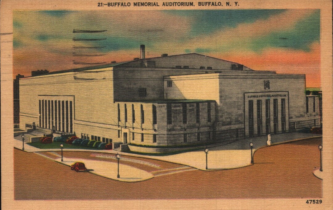 Vintage Linen Postcard Buffalo Memorial Auditorium Buffalo New York ...