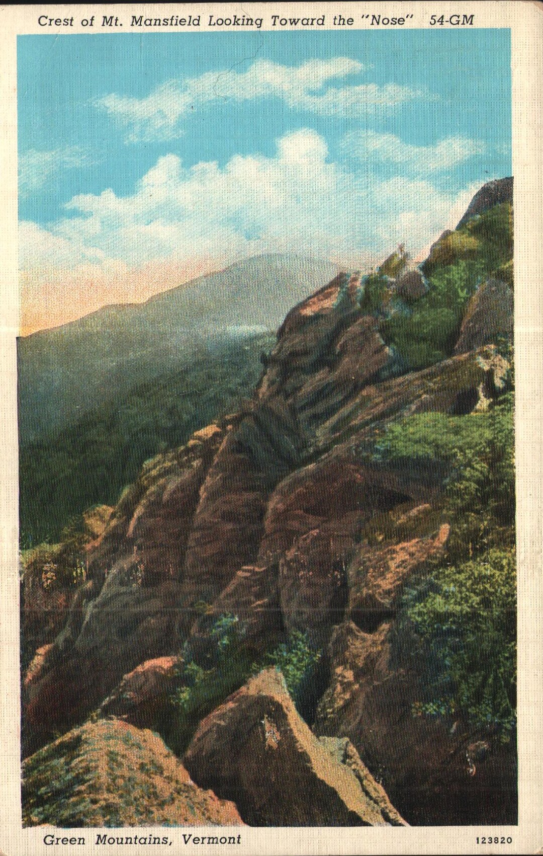 Vintage Early Linen Postcard Crest of Mt. Mansfield Looking Toward the ...