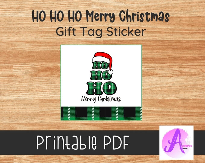 Ho Ho Ho Merry Christmas Gift Tags, Holiday Labels Pdf, Buffalo Plaid ...