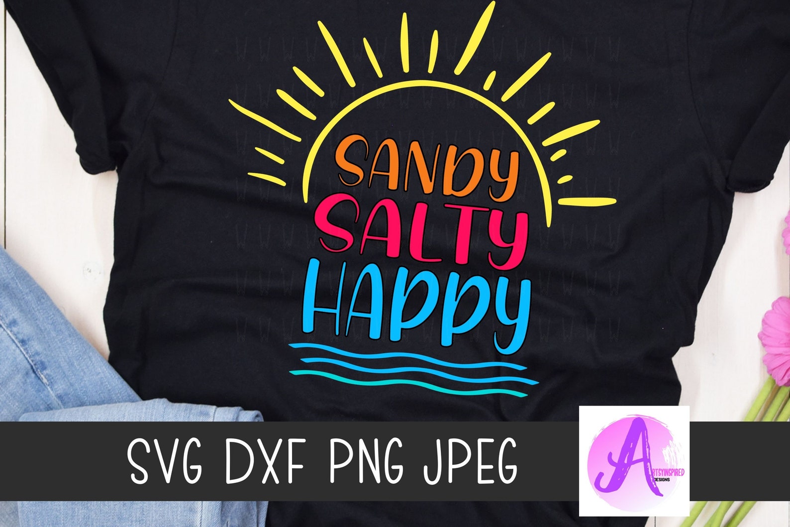 Salty Beach Svg Sandy Salty Happy Trendy Summer Shirt Beach - Etsy