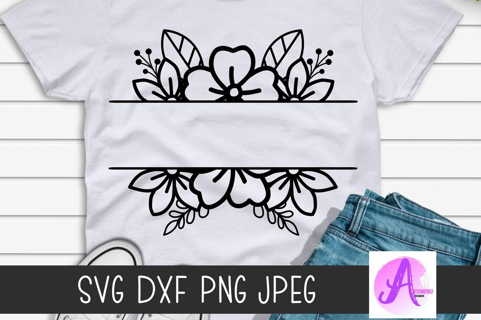 Split Flower Svg Family Name Sign SVG Floral Laurel Name - Etsy
