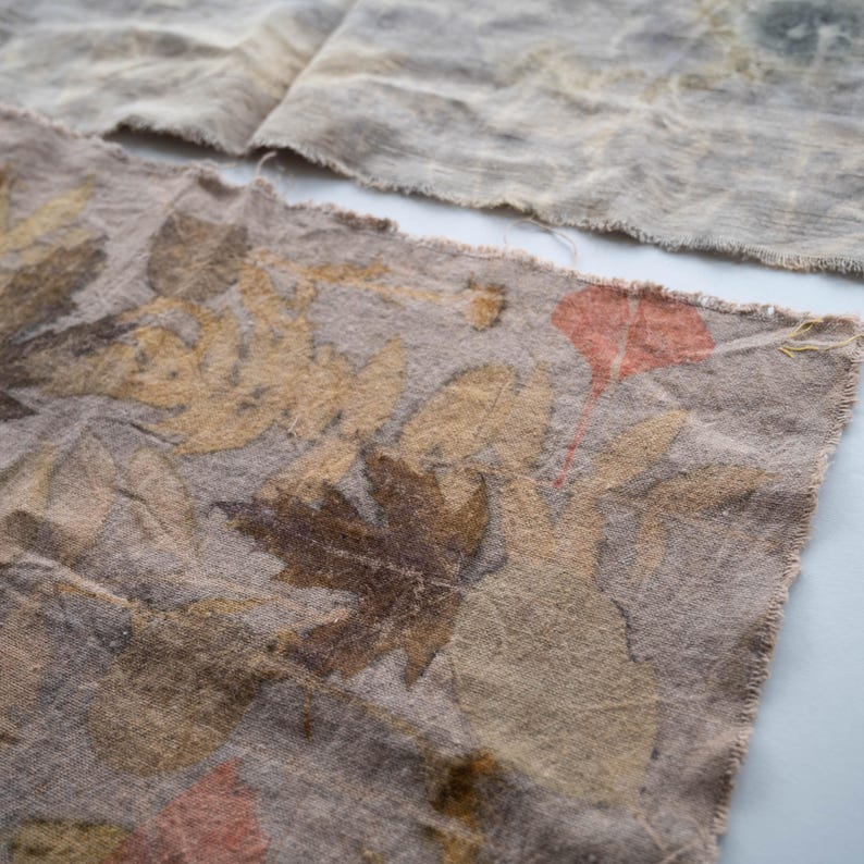 Linen Fabric Scraps Plant Dyed Squares Zero Waste Earthy Offcuts Bundle ...