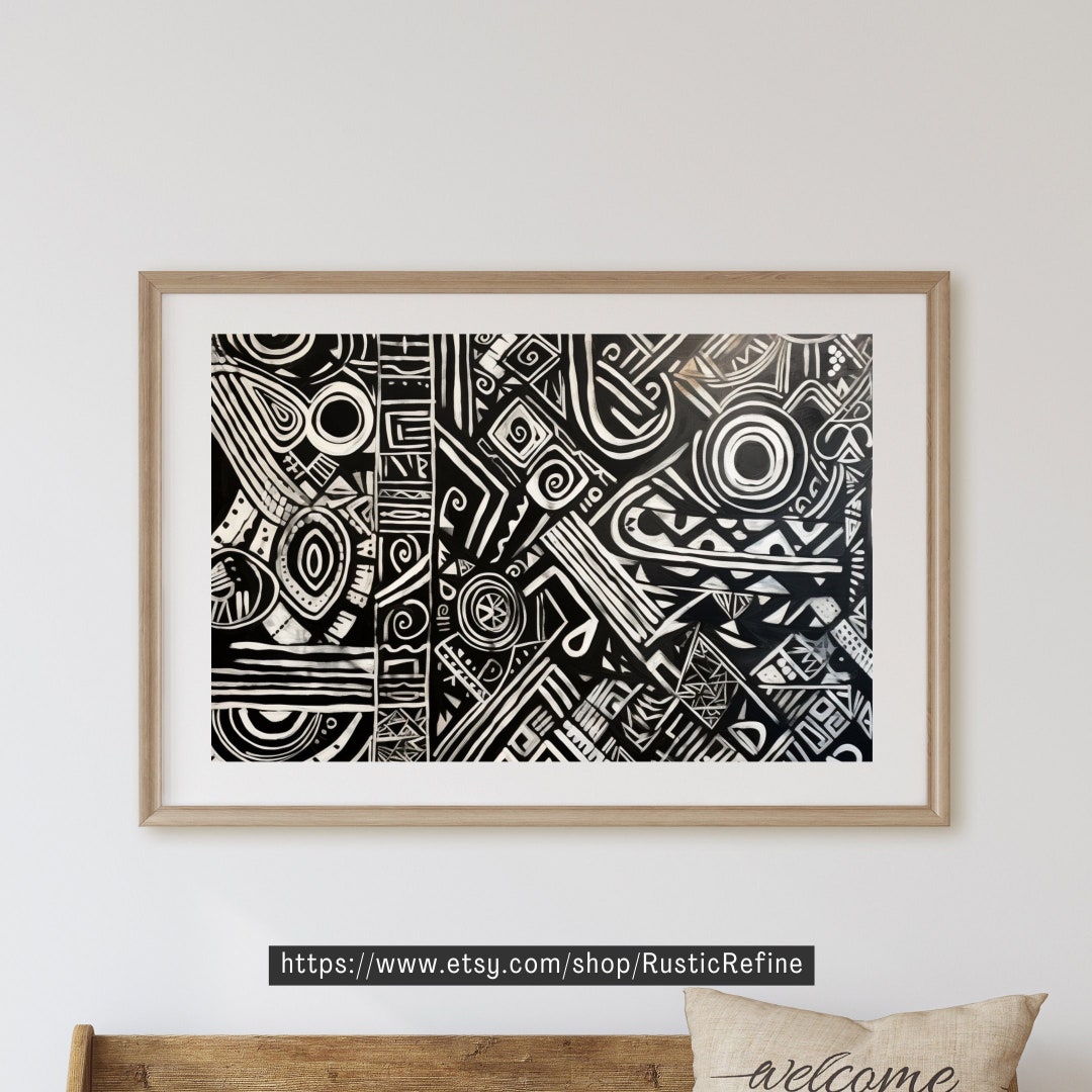 Abstract Tribal Printable Art, Back and White, Modern Tribal Print ...