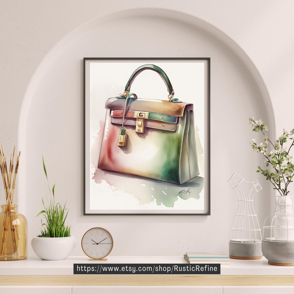 Kelly Bag Illustration Digital Print in Watercolor Style - Etsy